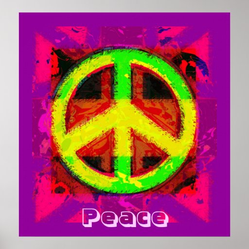 60's Peace Sign Retro Art Poster | Zazzle