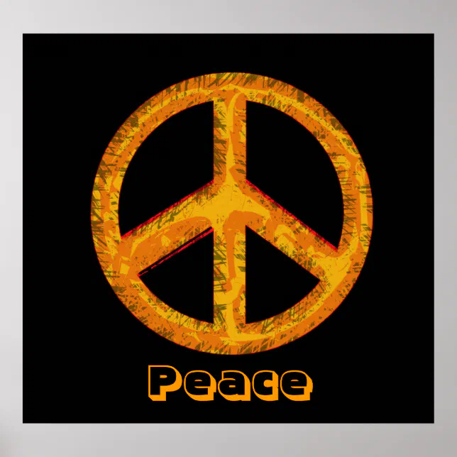 60's Peace Sign Retro Art Poster | Zazzle