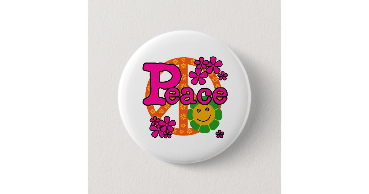 60s Style Peace Pinback Button | Zazzle