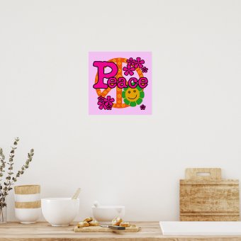 60s Style Peace T-shirts and Gifts Poster | Zazzle