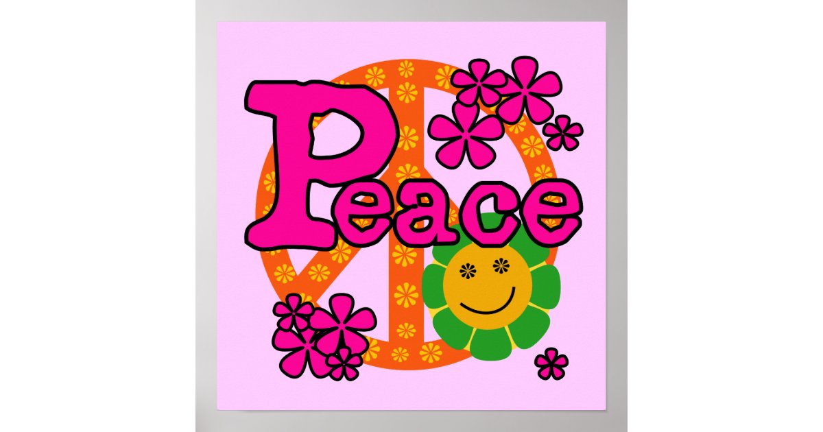60s Style Peace T-shirts and Gifts Poster | Zazzle