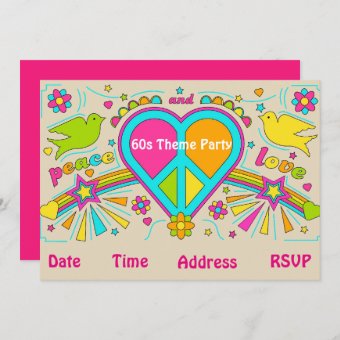 60s theme flower power hippy party invitation | Zazzle