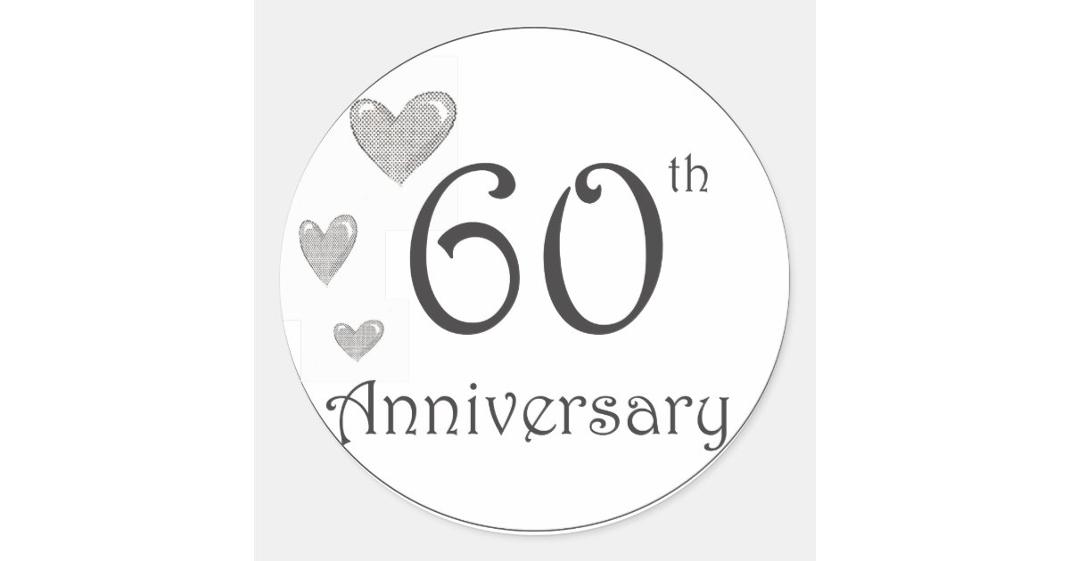 60th anniversary classic round sticker | Zazzle