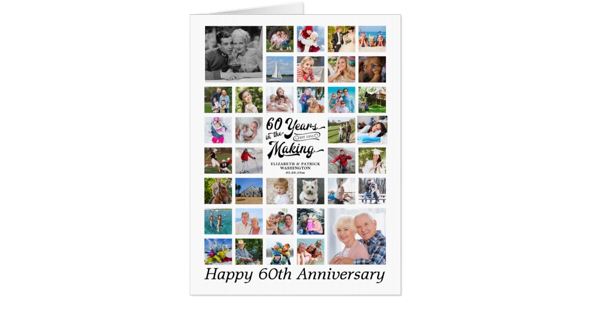 60th Anniversary Photo Collage 60 Years in Making Card | Zazzle