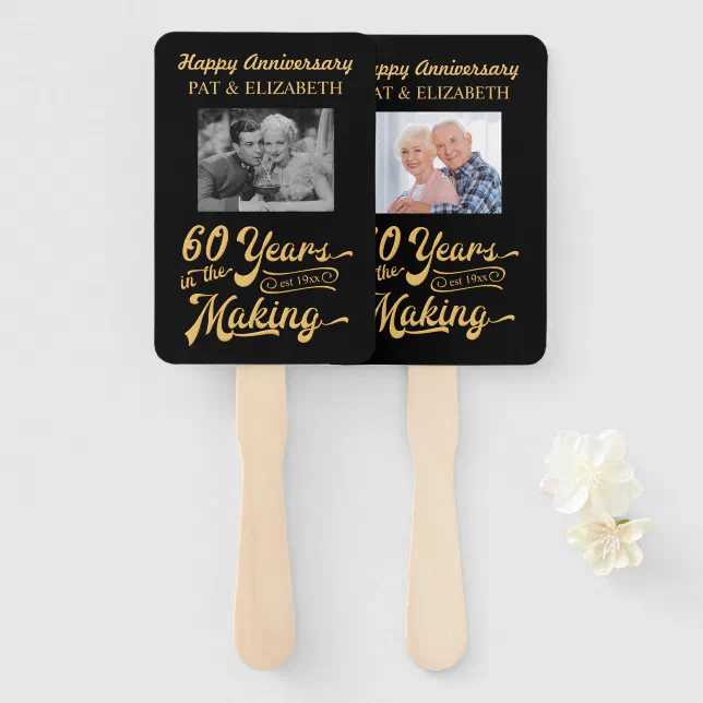 60th Anniversary Retro 60 Years in the Making Hand Fan | Zazzle