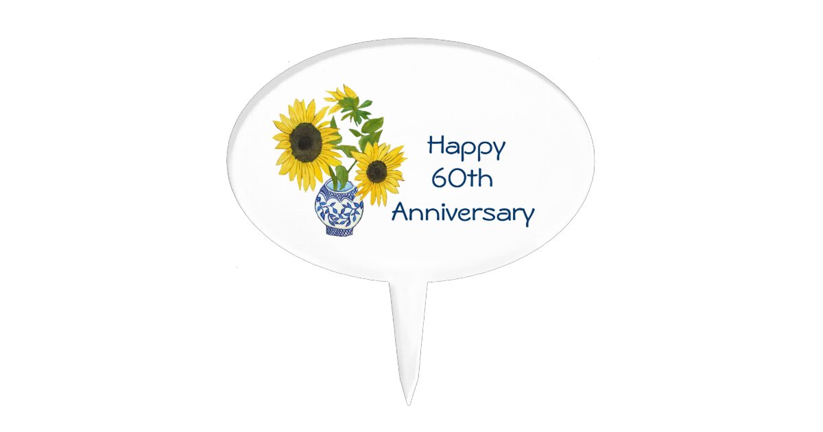 60th Anniversary Sunflower Cake Pick | Zazzle