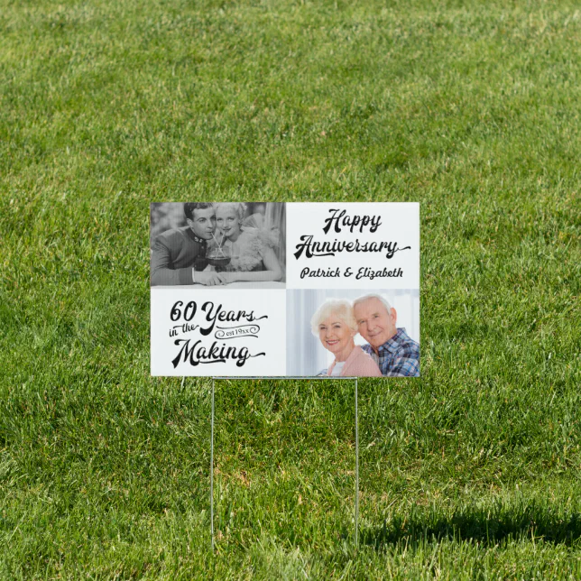 60th Anniversary Years in the Making Photo Sign | Zazzle