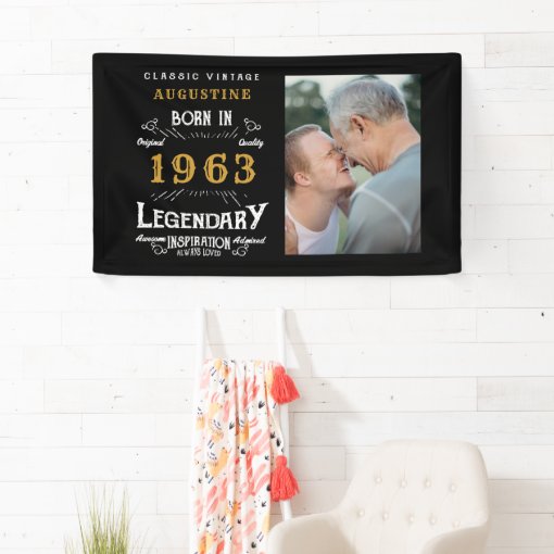 60th Birthday 1963 Legendary Black And Gold Banner | Zazzle