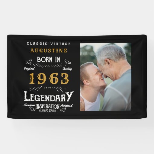 60th Birthday 1963 Legendary Black And Gold Banner | Zazzle