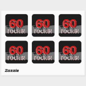 60th Birthday - 60 Rocks! Grunge Red and Black Square Sticker | Zazzle