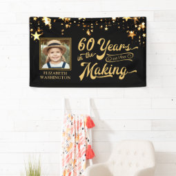 60th Birthday 60 YEARS IN THE MAKING Gold Stars Banner | Zazzle