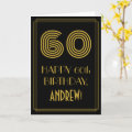 60th Birthday: Art Deco Inspired Look "60" & Name Card | Zazzle