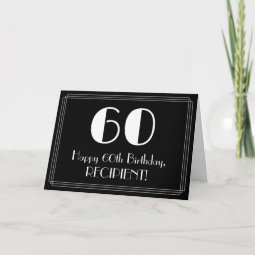 60th Birthday ~ Art Deco Inspired Look "60", Name Card | Zazzle