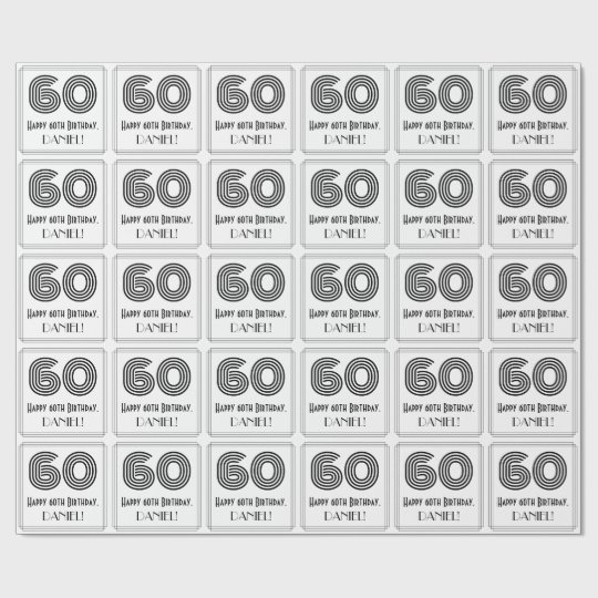 60th Birthday: Art Deco Inspired Style "60" + Name Wrapping Paper ...
