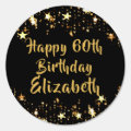 60th Birthday Black and Gold Stars Personalized Sign | Zazzle
