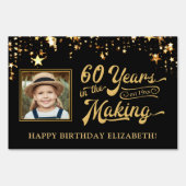 60th Birthday Black and Gold Stars Photo Sign | Zazzle