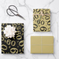 60th Birthday Black & Gold Number Pattern 60 Wrapping Paper Sheets | Zazzle