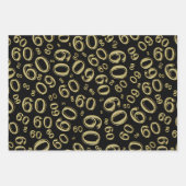 60th Birthday Black/Gold Random Number Pattern 60 Wrapping Paper Sheets ...