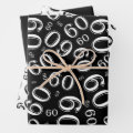 60th Birthday Black & White Number Pattern 60 Wrapping Paper Sheets ...