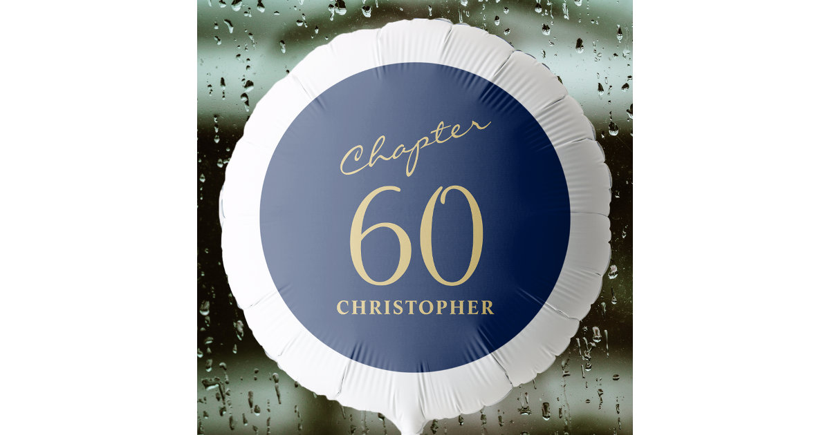 60th Birthday Blue Gold Balloon | Zazzle