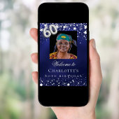 60th Birthday blue silver stars photo welcome Poster | Zazzle