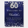 60th Birthday blue silver stars welcome party Foam Board | Zazzle