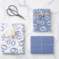 60th Birthday Blue & White Number Pattern 60 Wrapping Paper Sheets | Zazzle
