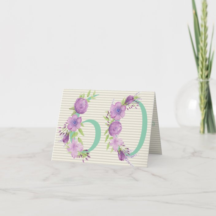 60th Birthday Card - SIXTY - Purple Watercolour | Zazzle.com