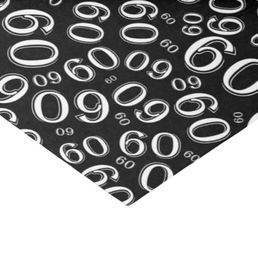 60th Birthday Cool Number Pattern Black/White Tissue Paper | Zazzle