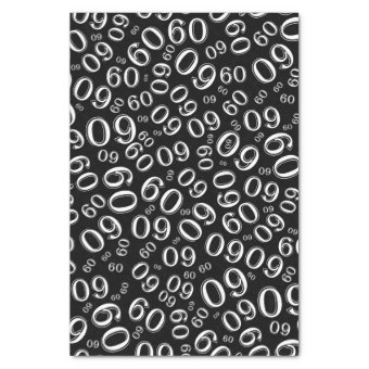 60th Birthday Cool Number Pattern Black/White Tissue Paper | Zazzle