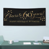 60th Birthday Glitter Black and Gold Banner | Zazzle
