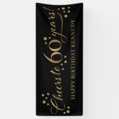 60th Birthday Glitter Black and Gold Banner | Zazzle
