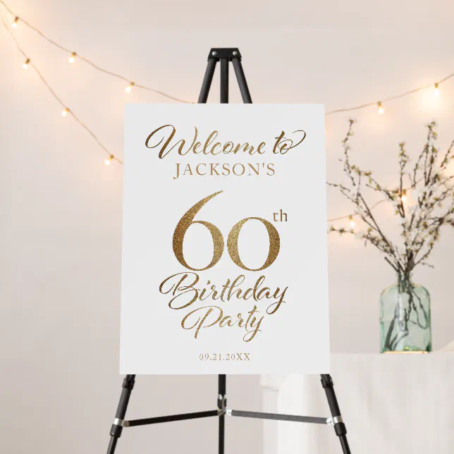 60th Birthday Glitter Welcome Sign | Zazzle
