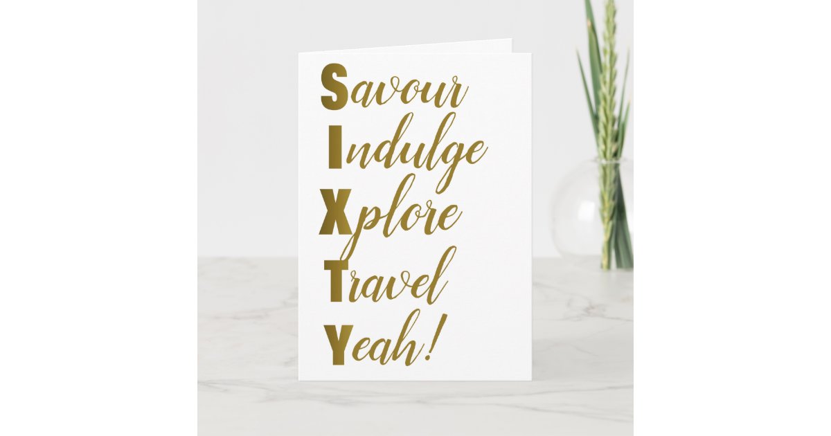 60th Birthday Gold Sixty Acrostic Card | Zazzle