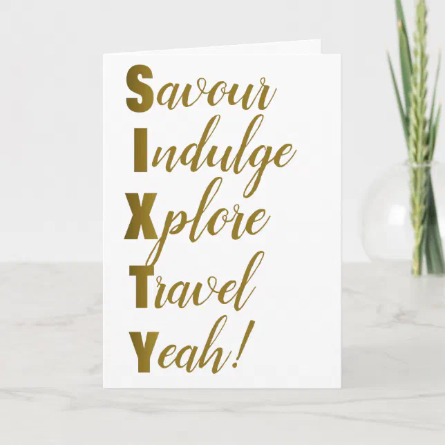 60th Birthday Gold Sixty Acrostic Card | Zazzle