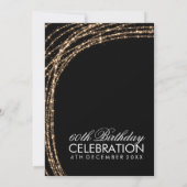 60th Birthday Gold Sparkling String Lights Invitation | Zazzle