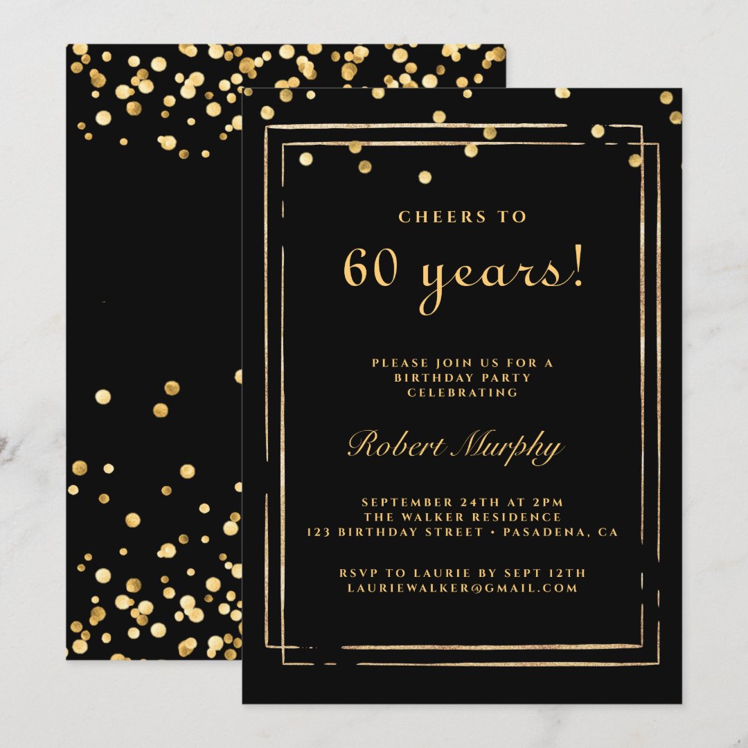 60th Birthday Invitation, Cheers To 60 Years Invitation | Zazzle