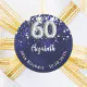 60th birthday navy blue silver stars classic round sticker | Zazzle