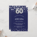60th birthday navy blue silver stars invitation | Zazzle