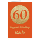 60th Birthday Orange Gold Glitter Extra Large Card | Zazzle