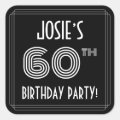 60th Birthday Party: Art Deco Style & Custom Name Square Sticker | Zazzle
