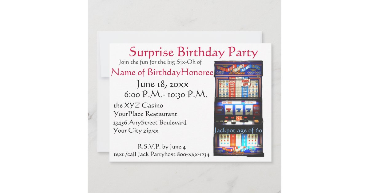 60th Birthday Party Casino Slot Machine Invitation | Zazzle