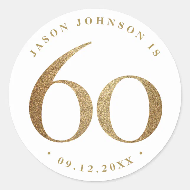 60th Birthday Party Classic Round Sticker | Zazzle