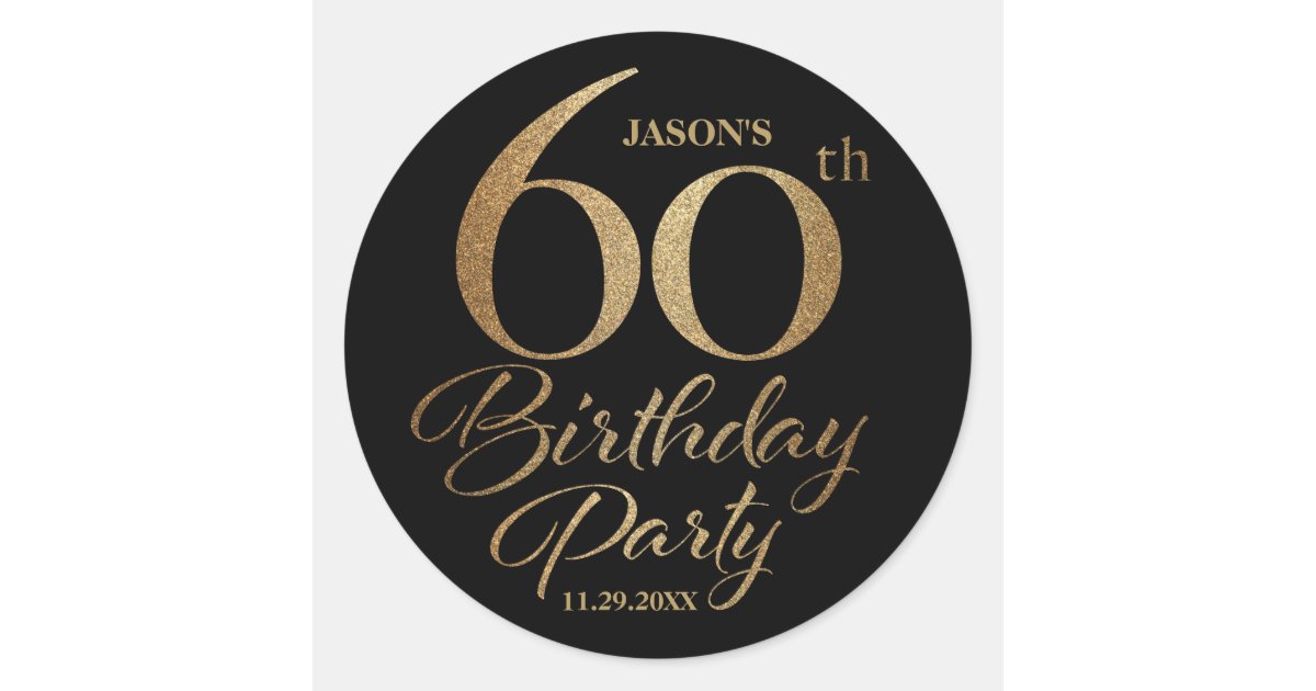 60th Birthday Party Classic Round Sticker | Zazzle