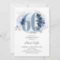 60th Birthday Party Coastal Blue Floral Number 60 Invitation | Zazzle