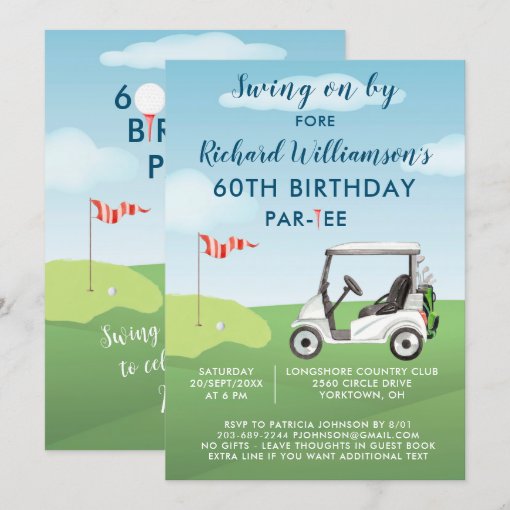 60th Birthday Party Men's Golf Theme Party Invitation | Zazzle