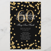 60th Birthday Party Program Gold Glitter w/ Menu Flyer | Zazzle