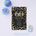 60th Birthday Party Program Gold Glitter w/ Menu Flyer | Zazzle