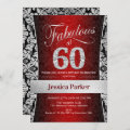 60th Birthday Party - Silver Red Black Invitation | Zazzle