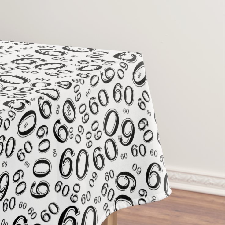 60th Birthday Party Theme, Black and White Tablecloth | Zazzle
